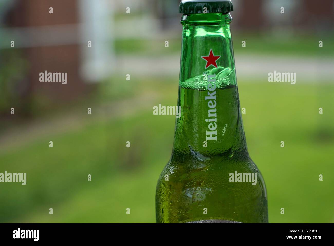 Rockford, IL -27 june2023 :Heineken, Beer. A Heineken beer bottle on a ...