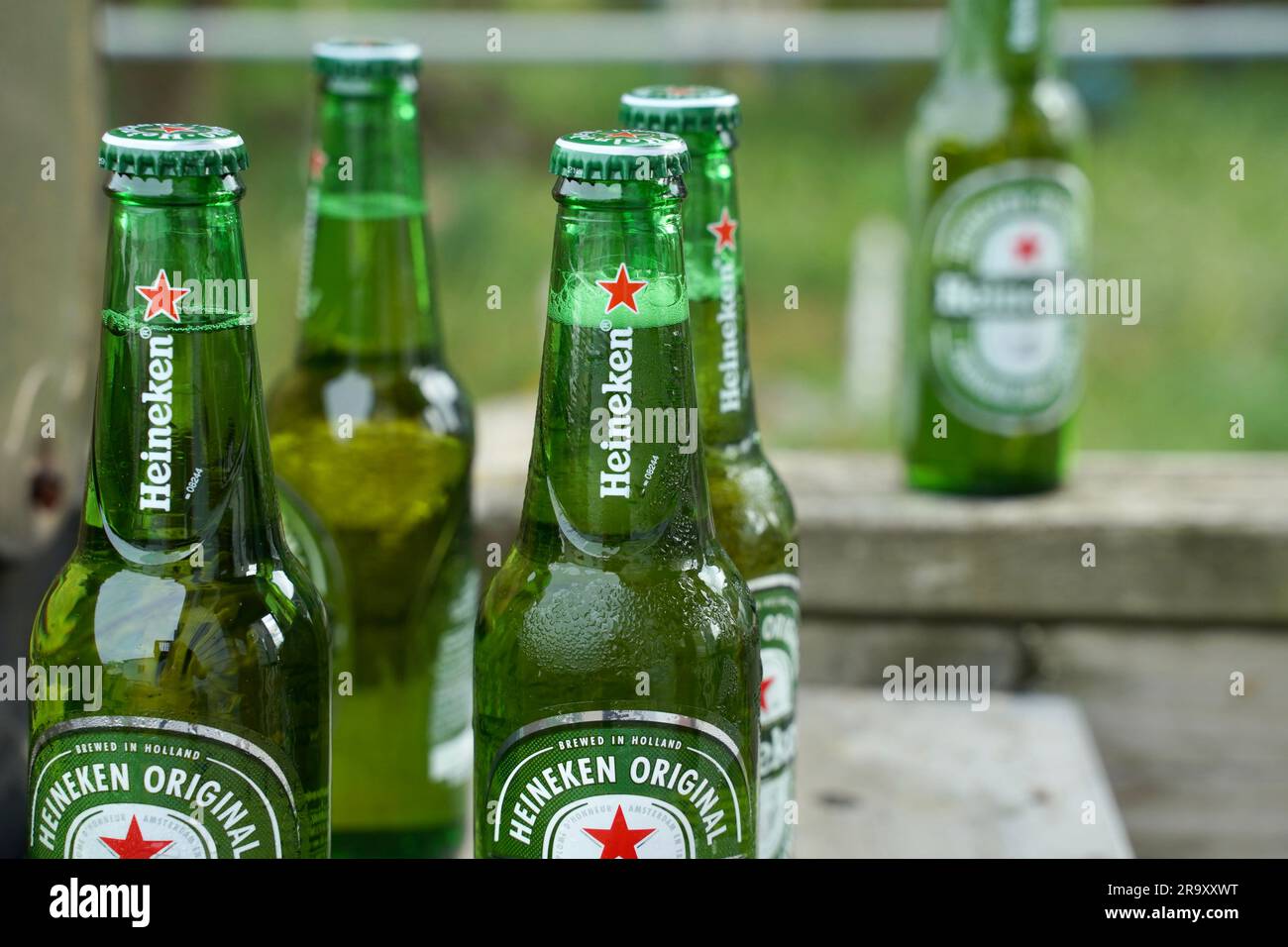 Rockford, IL -27 june2023 :Heineken, Beer. A Heineken beer bottle on a ...