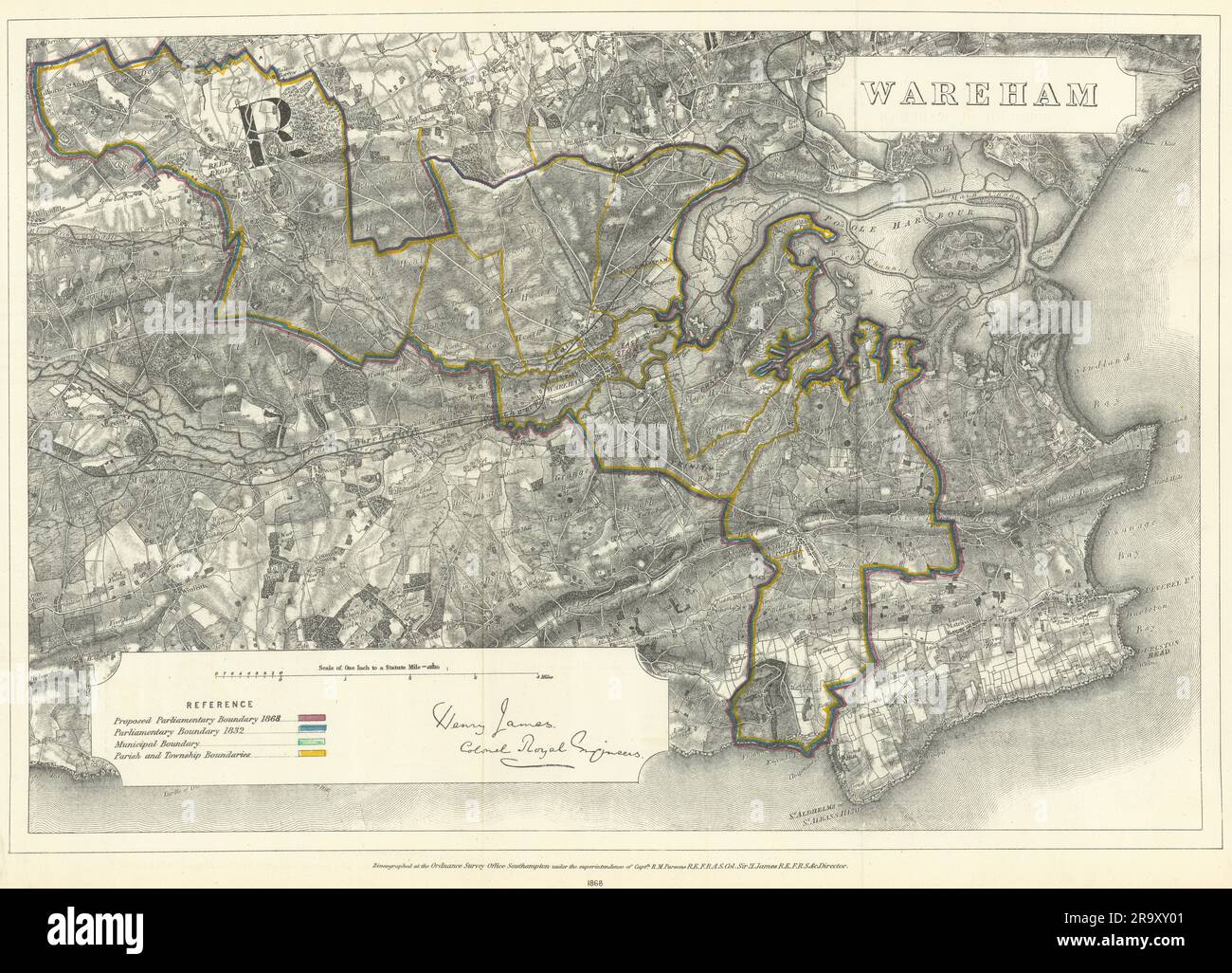 Wareham, Dorset. JAMES. Parliamentary Boundary Commission 1868 old ...