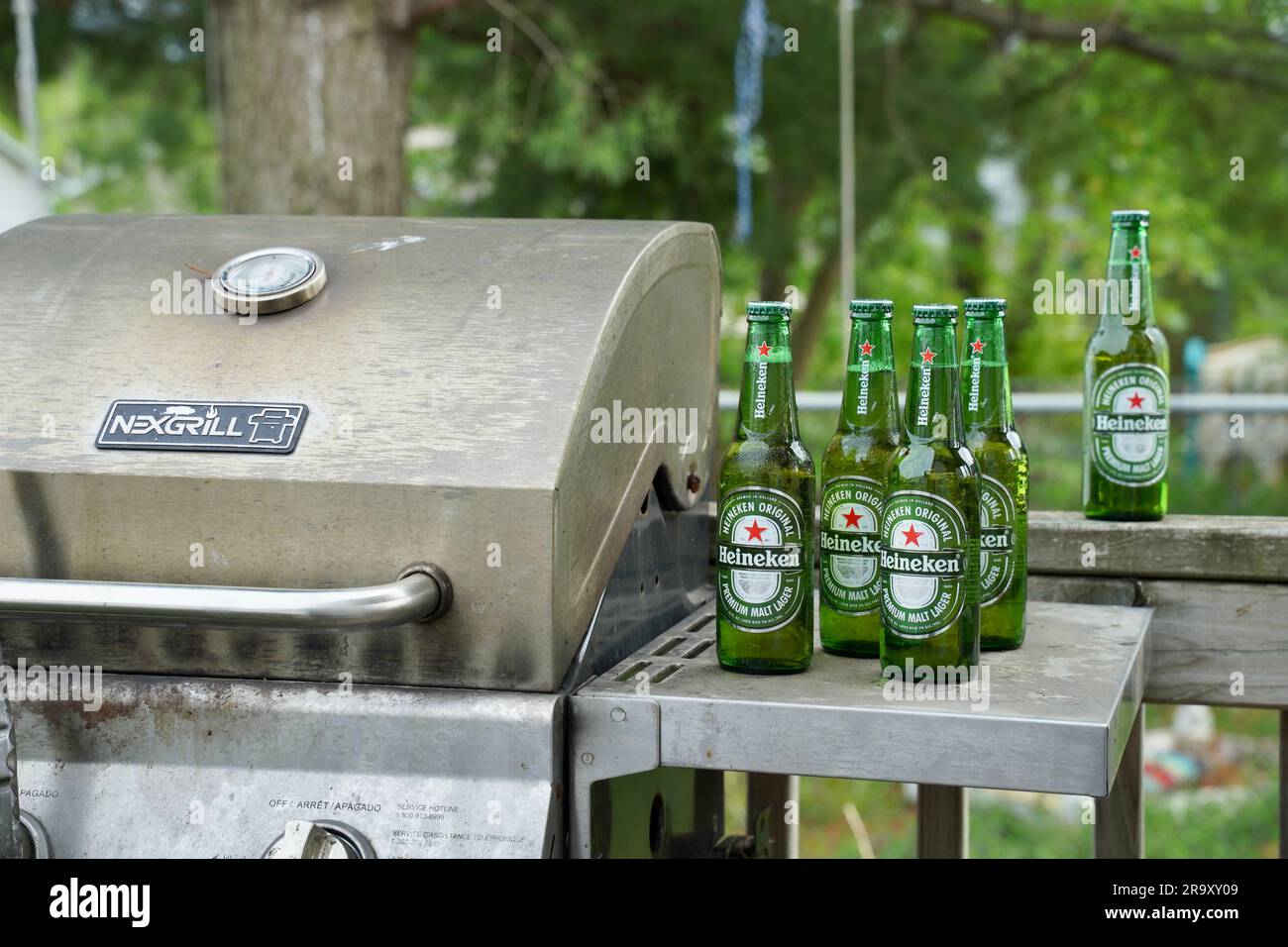 Rockford, IL -27 june2023 :Heineken, Beer. A Heineken beer bottle on a ...