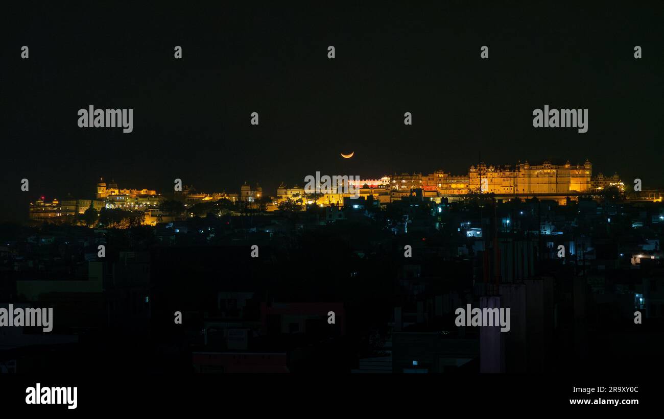 Panoramic view of Udaipur City palace, one of the famous tourist ...