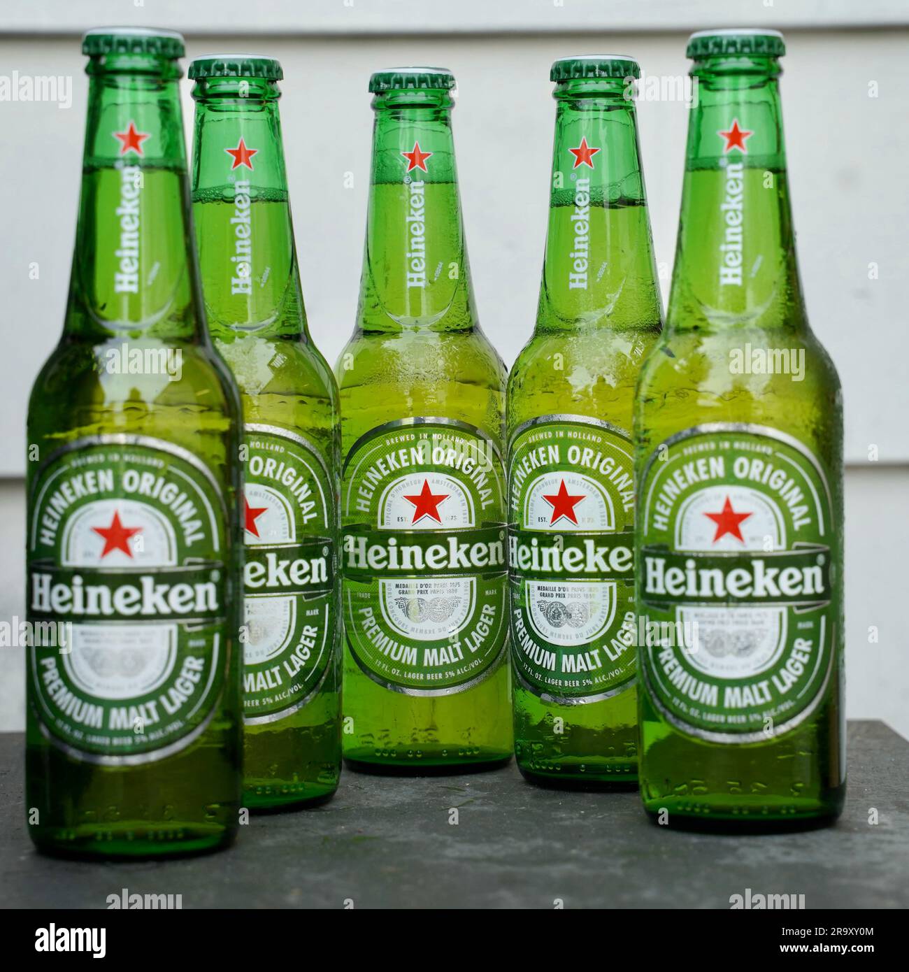 Rockford, IL -27 june2023 :Heineken, Beer. A Heineken beer bottle on a ...