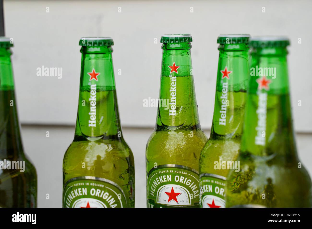 Rockford, IL -27 june2023 :Heineken, Beer. A Heineken beer bottle on a ...