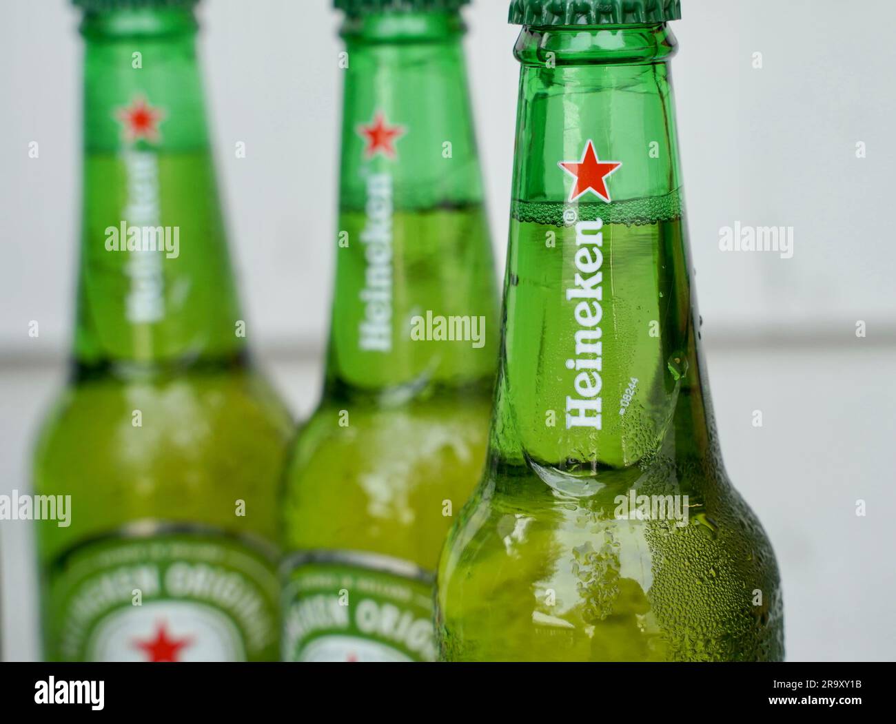 Rockford, IL -27 june2023 :Heineken, Beer. A Heineken beer bottle on a ...