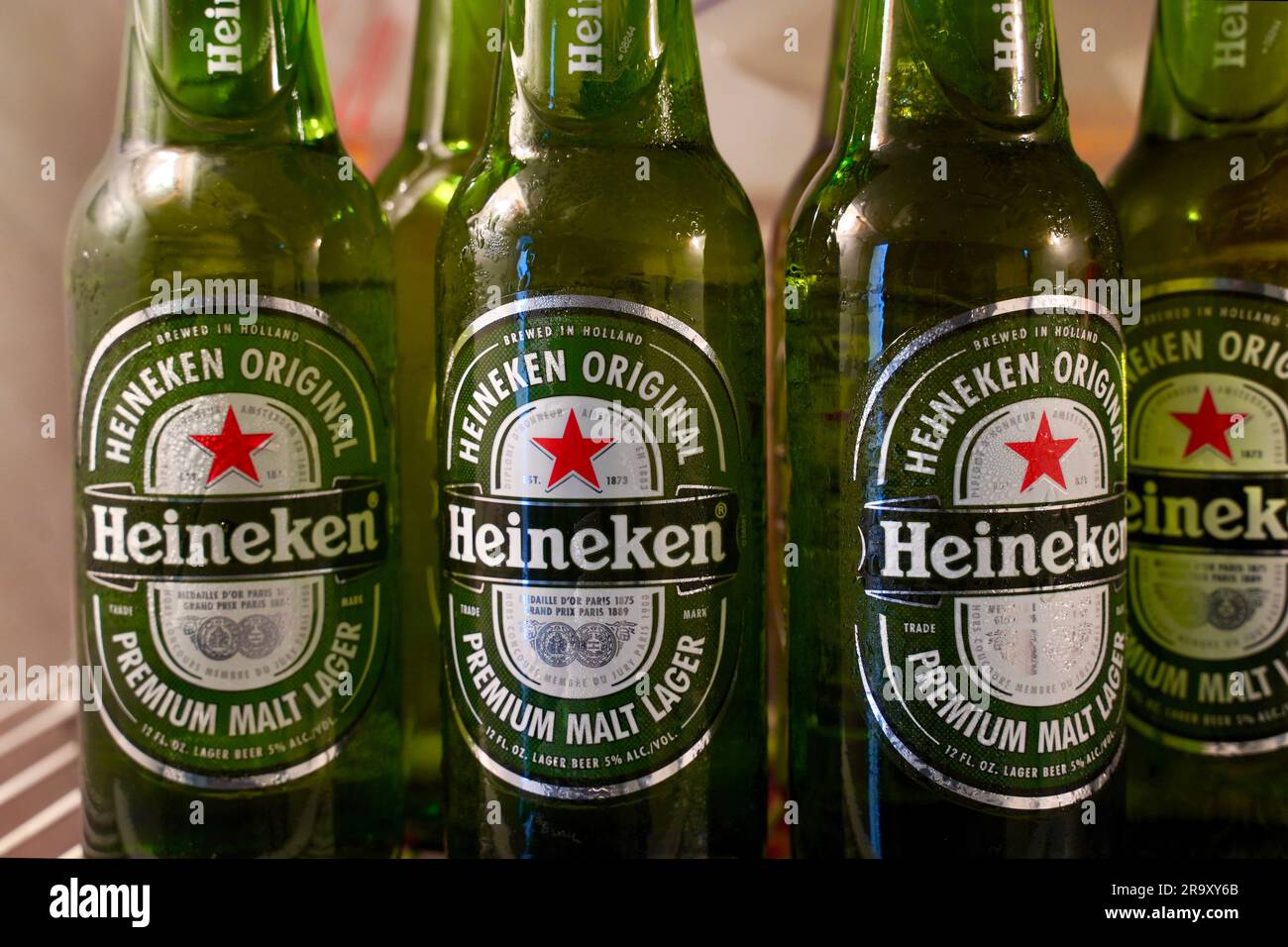 Rockford, IL -27 june2023 :Heineken, Beer. A Heineken beer bottle on a ...