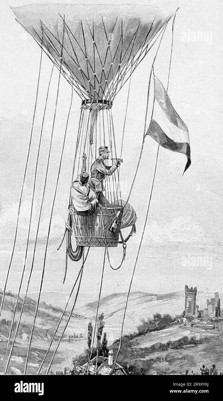 military, France, Balloon Corps (Aerostiers), observation of the ...