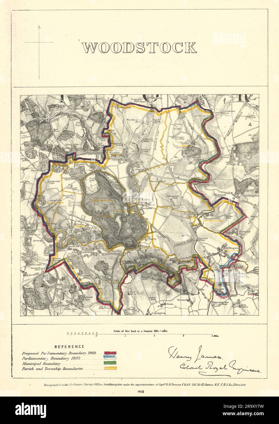 Woodstock, Oxfordshire. JAMES. Parliamentary Boundary Commission 1868 ...