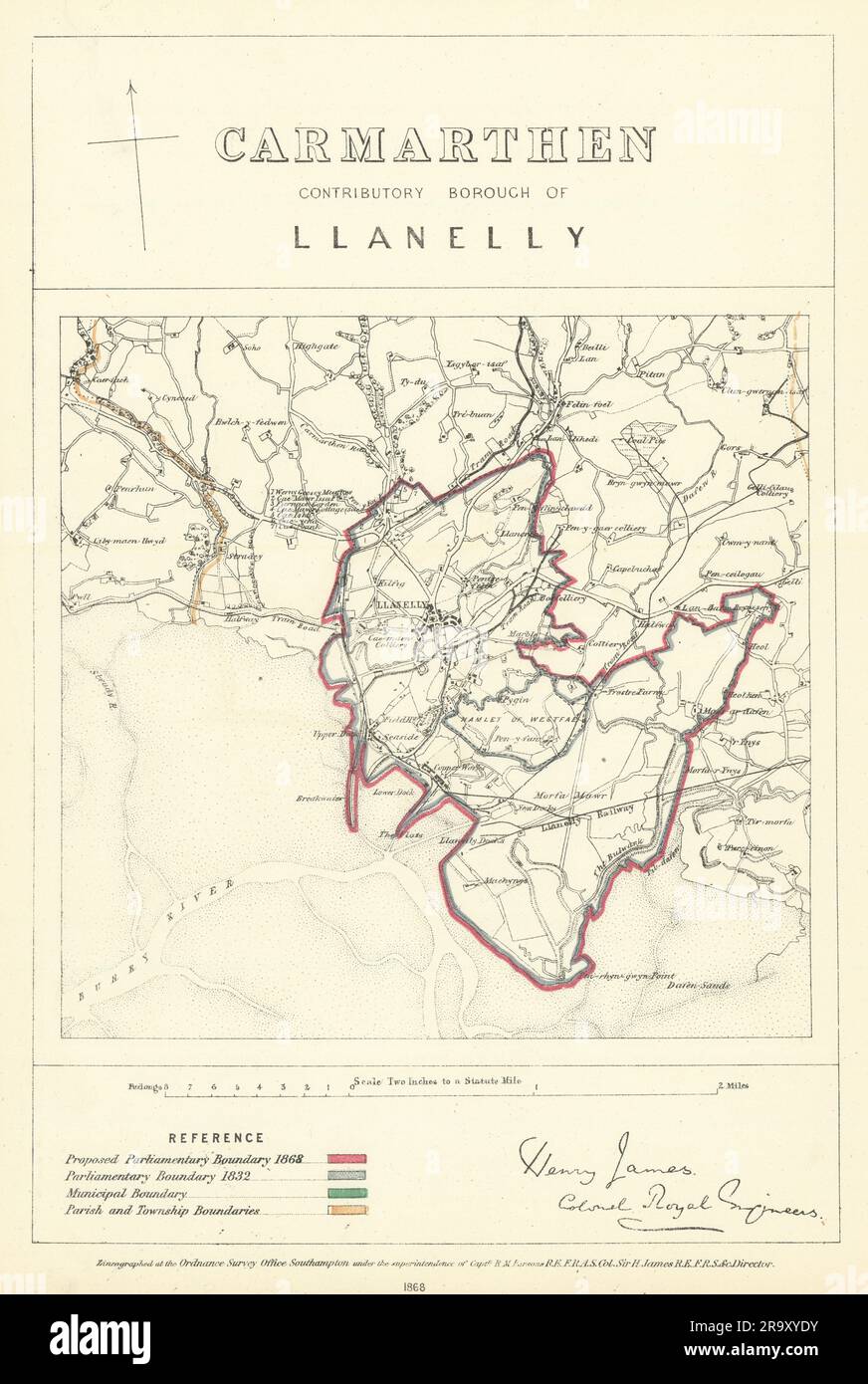 Vintage map of carmarthen, wales hi-res stock photography and images ...