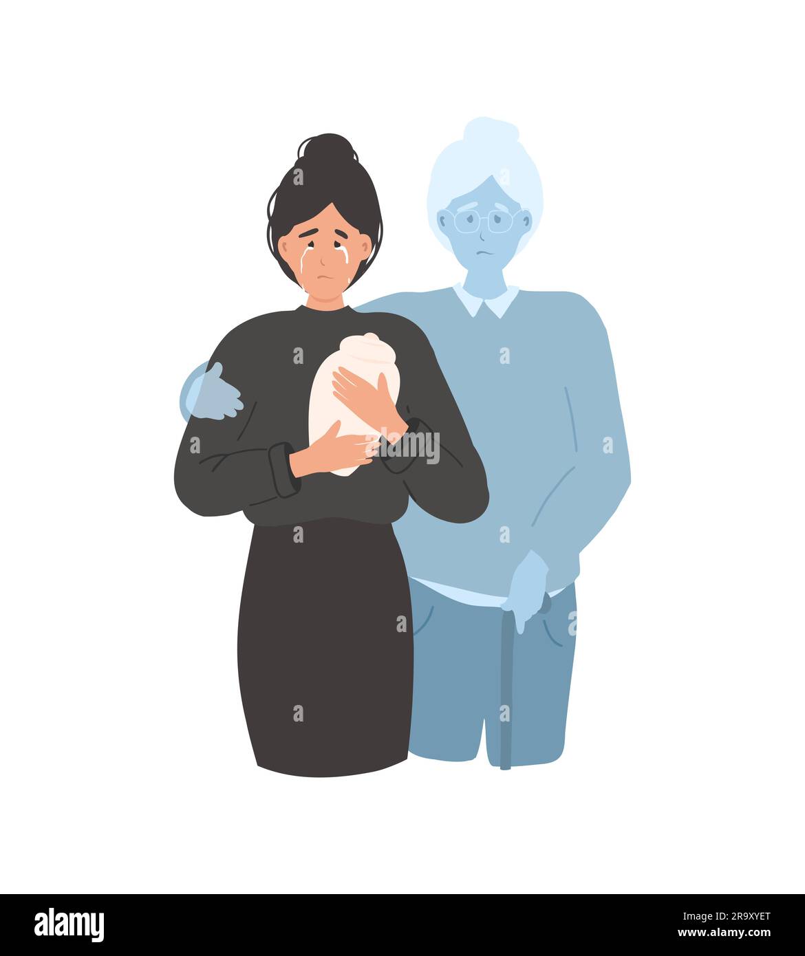 Death concept, woman mourning loss of loved mother Stock Vector Image ...