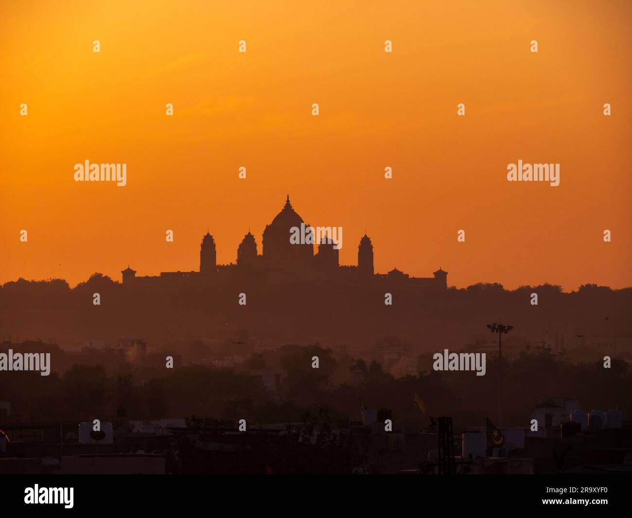 Silhouette of Umaid Bhawan palace hotel in Jodhpur in Rajasthan, India ...