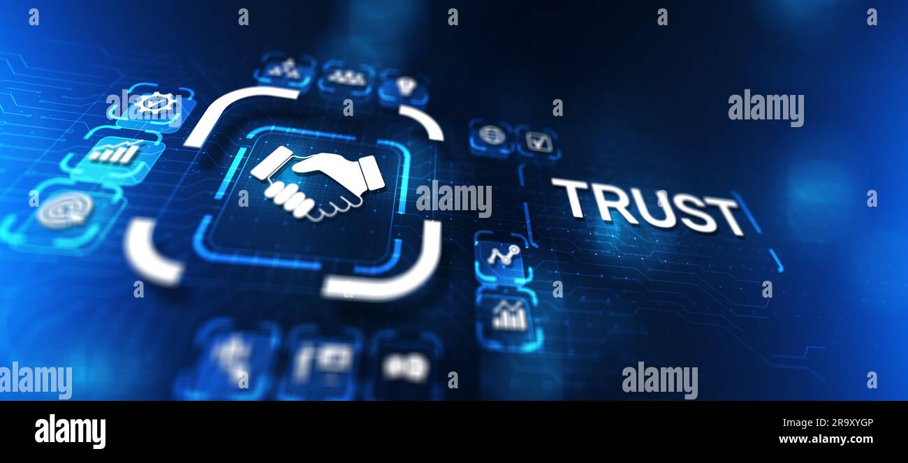 Trust customer relations reliability business concept. Pointing and ...