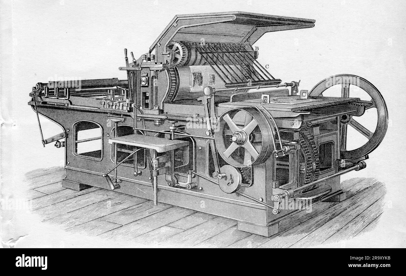 technics, typography, machinery, Wharfedale single cylinder top feeder ...