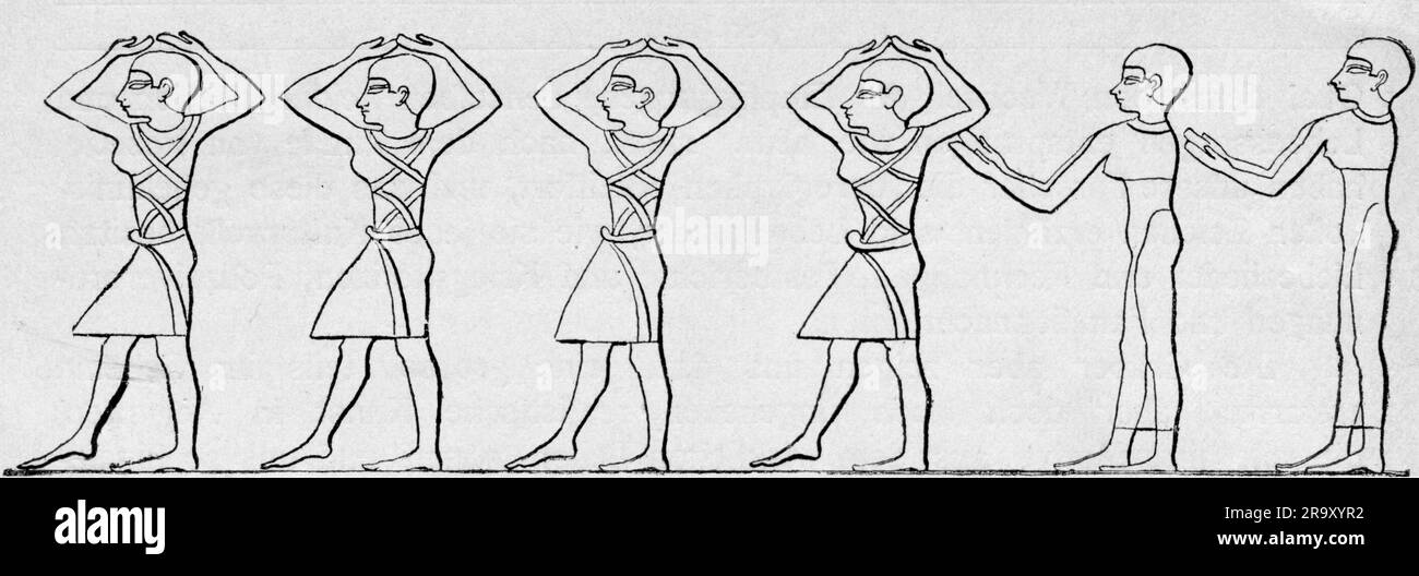 ancient world, Egypt, dance, group of dancers, wood engraving, 19th ...