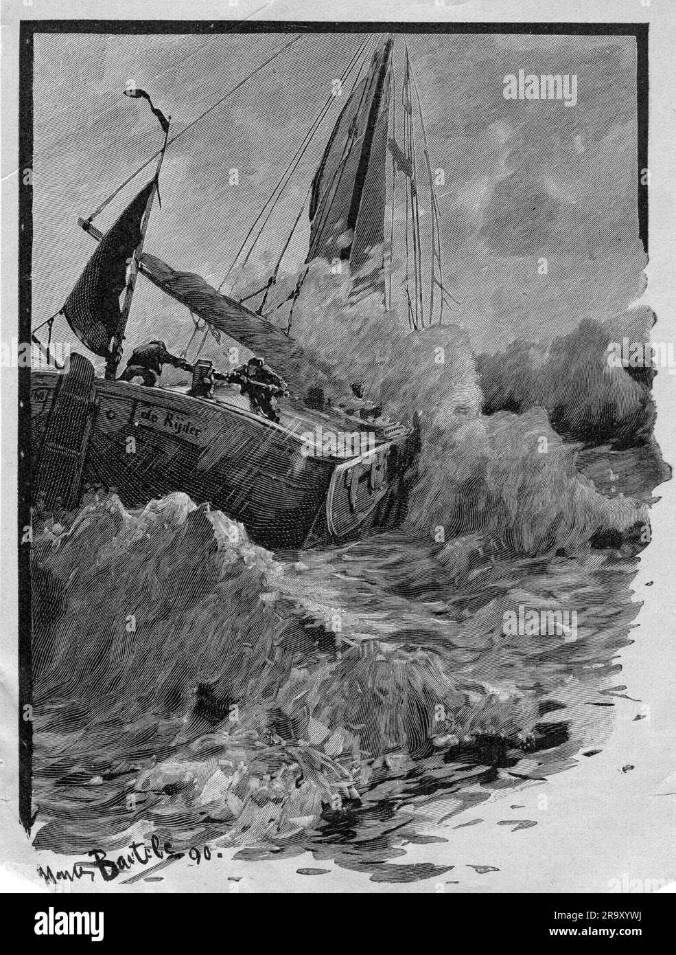 transport / transportation, navigation, distress at sea, a sailing ship ...