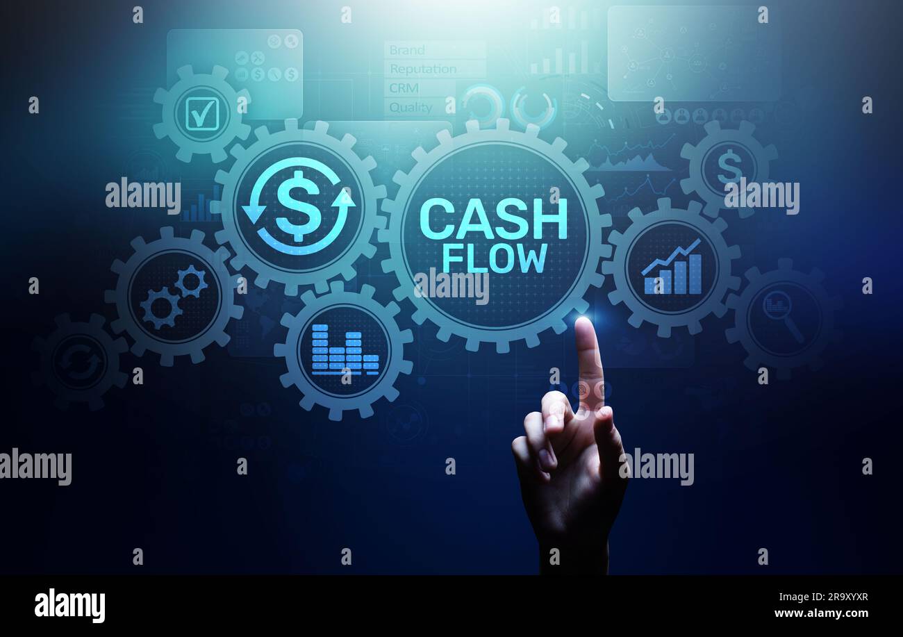 Cash flow button on virtual screen. Business Tehcnology concept Stock ...