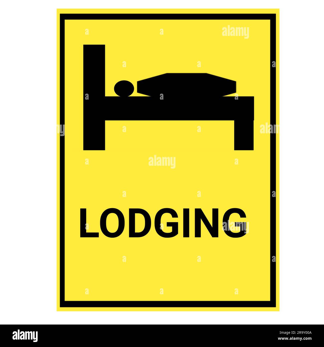 Lodging sign with yellow background Stock Photo - Alamy