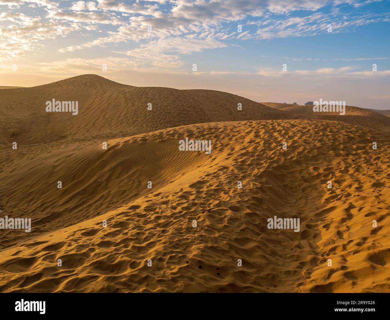 Beautiful sand dunes at sunset. Dramatic sky with Sand Dunes Stock ...