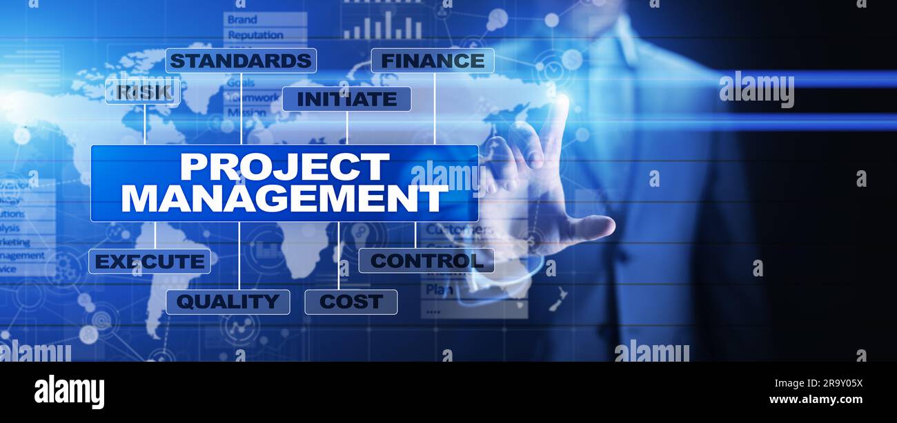 Project management diagram on virtual screen. Business, Finance and ...