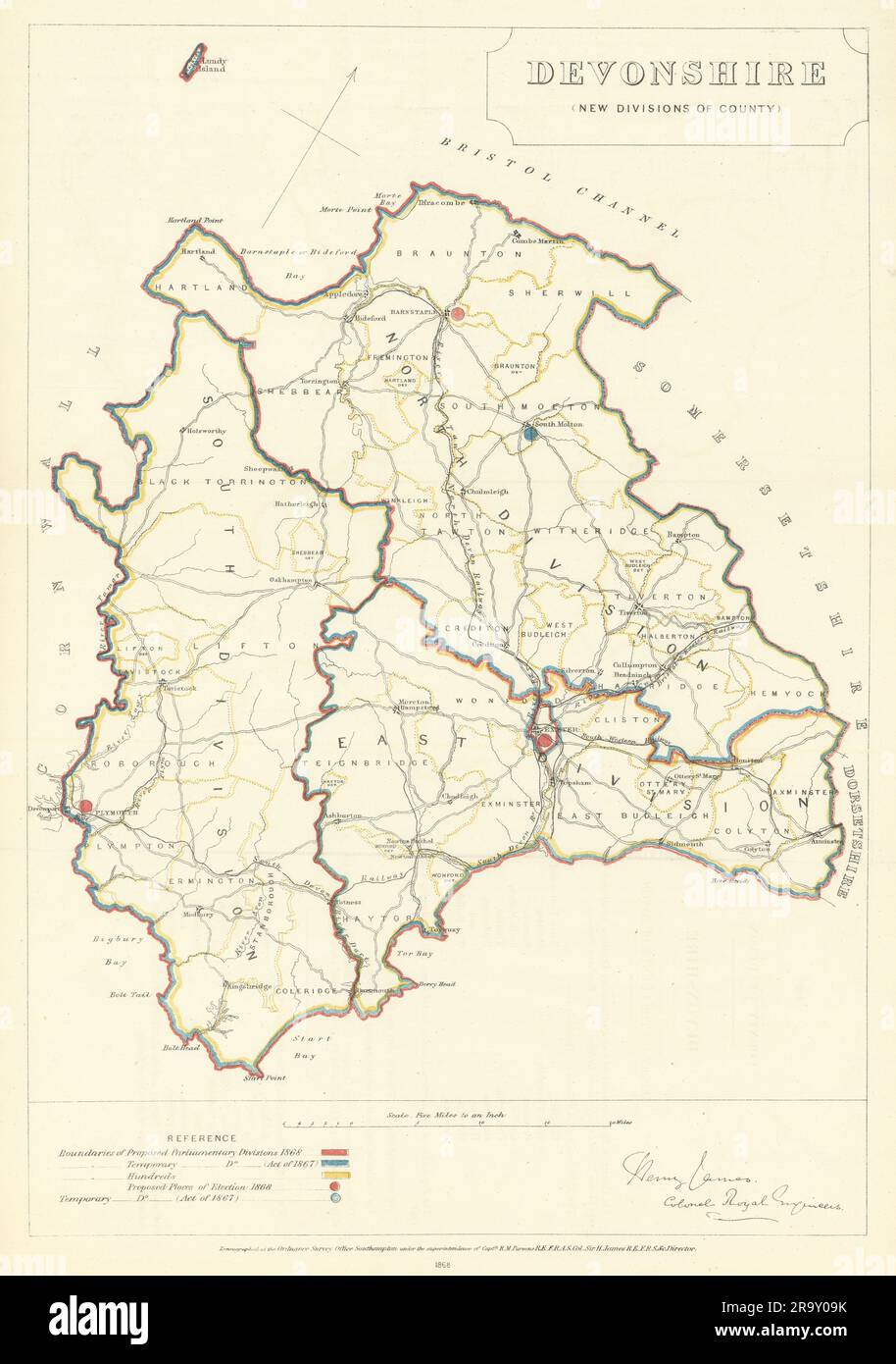 Devonshire (New divisions of County). JAMES. Boundary Commission 1868 ...