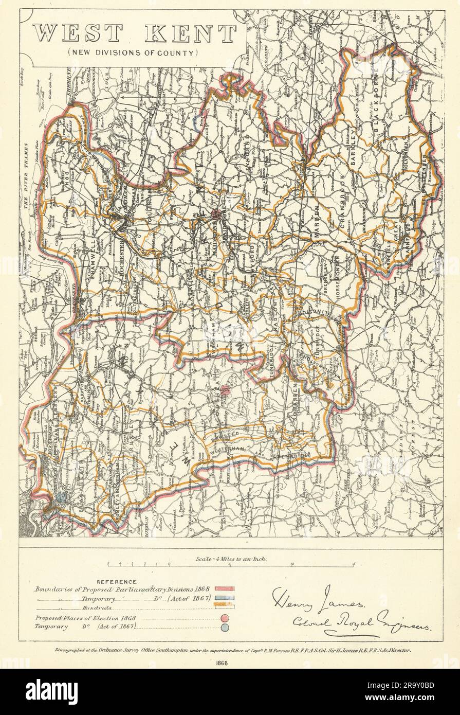 West Kent (New divisions of County). JAMES. Boundary Commission 1868 ...