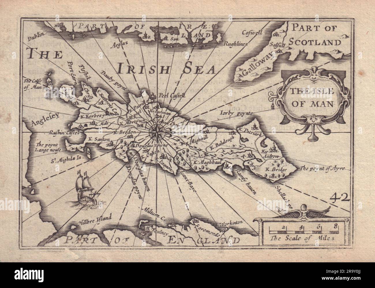 The Isle of Man by van den Keere. "Speed miniature" 1632 old antique ...