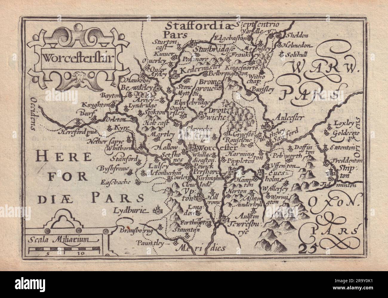 Worcestershir by van den Keere. "Speed miniature" Worcestershire county ...