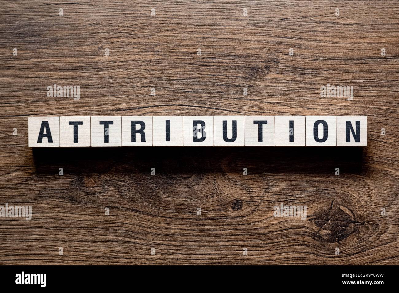 Attribution - word concept on building blocks, text Stock Photo - Alamy