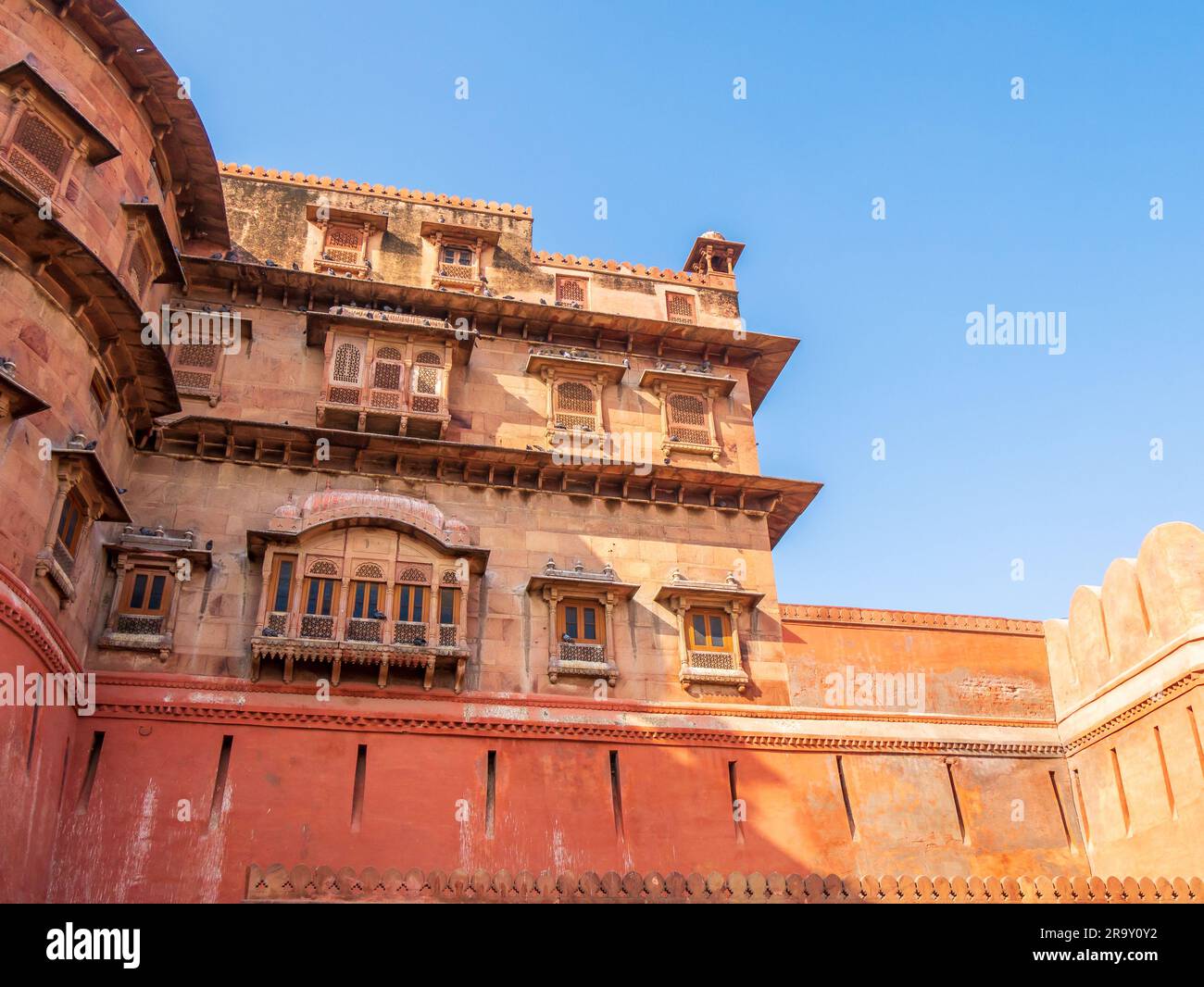 Artistic facade of Indian fort in Bikaner, Rajasthan. Fortification of ...