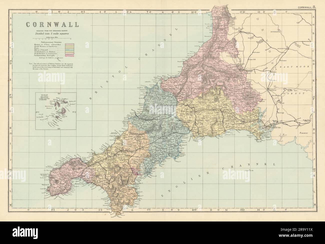 Cornwall map 19th century hi-res stock photography and images - Alamy