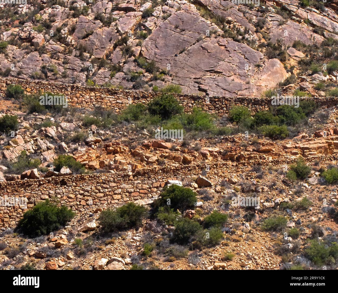 Dry stone walling, Muller's Kloof, Swartberg Pass Stock Photo - Alamy
