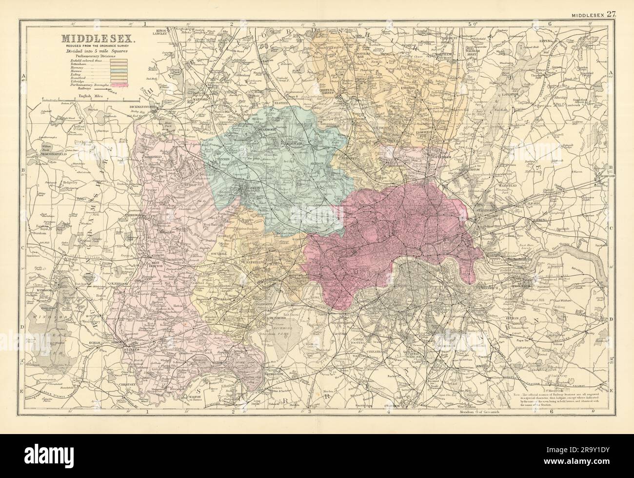 Old london map middlesex hi-res stock photography and images - Alamy