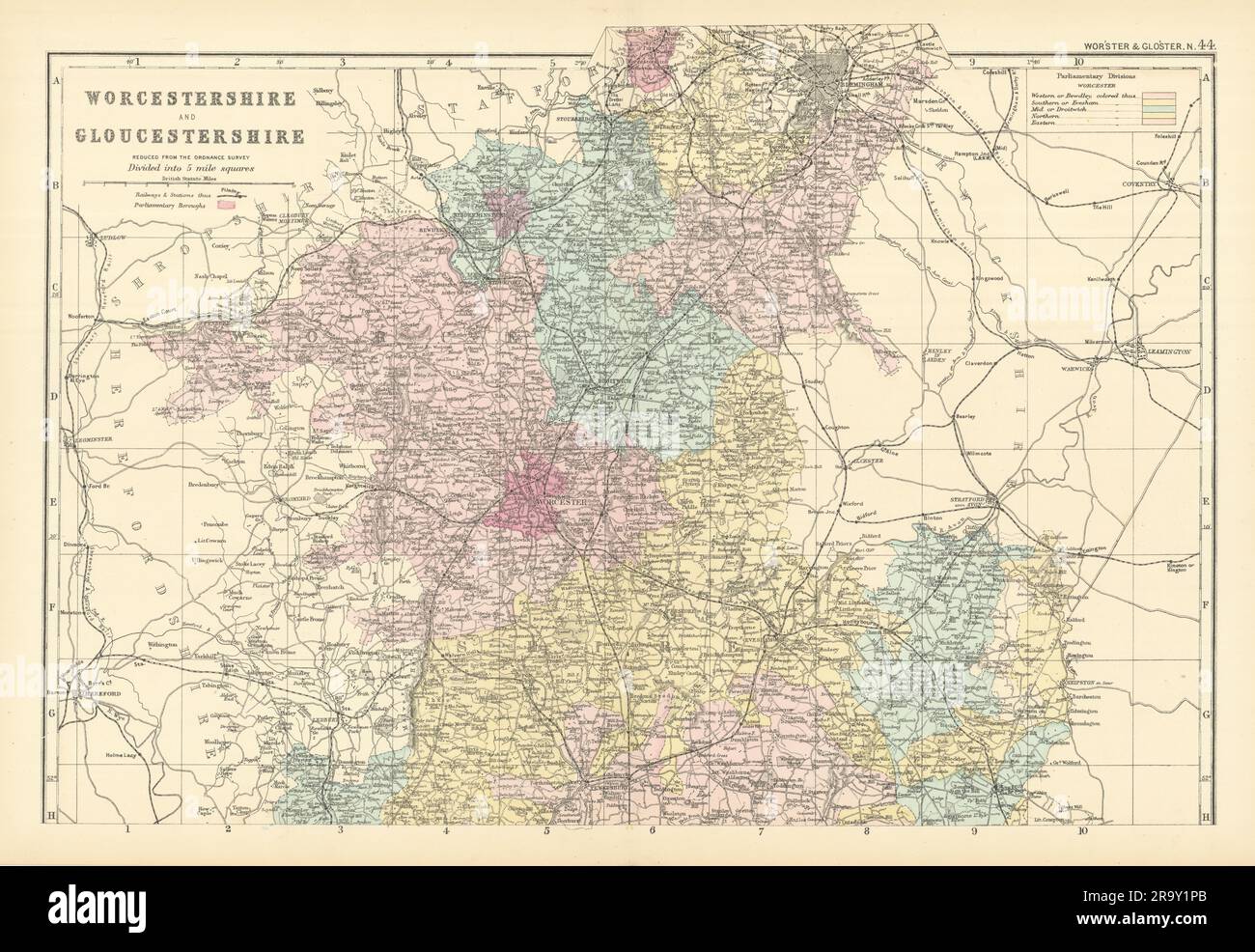 Worcestershire map 19th century hi-res stock photography and images - Alamy