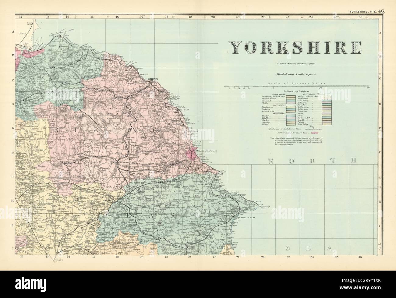 YORKSHIRE (North East) Scarborough Whitby antique county map by GW ...
