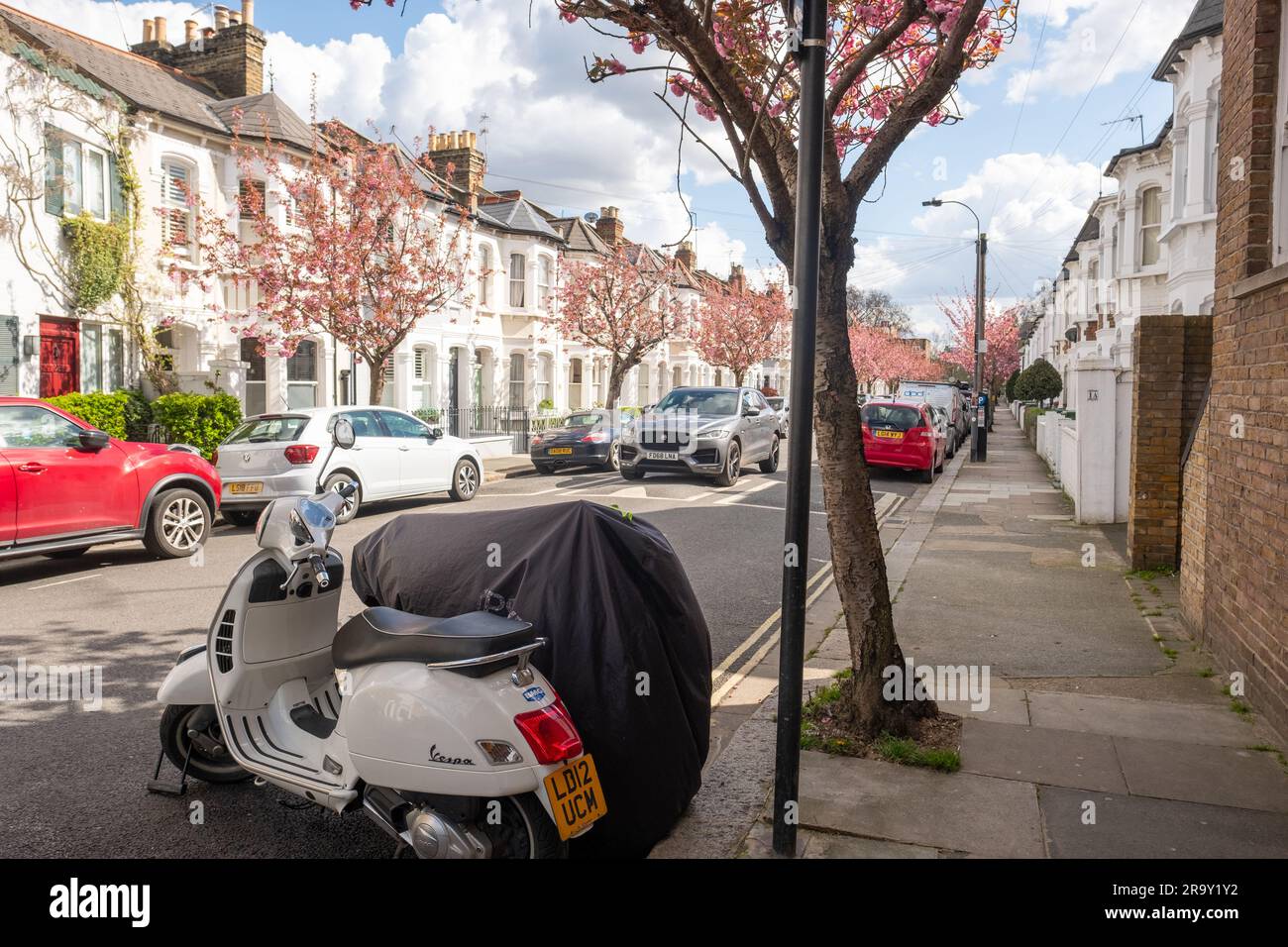 LONDON- APRIL, 2023: Street of terraced houses off New Kings Road in ...
