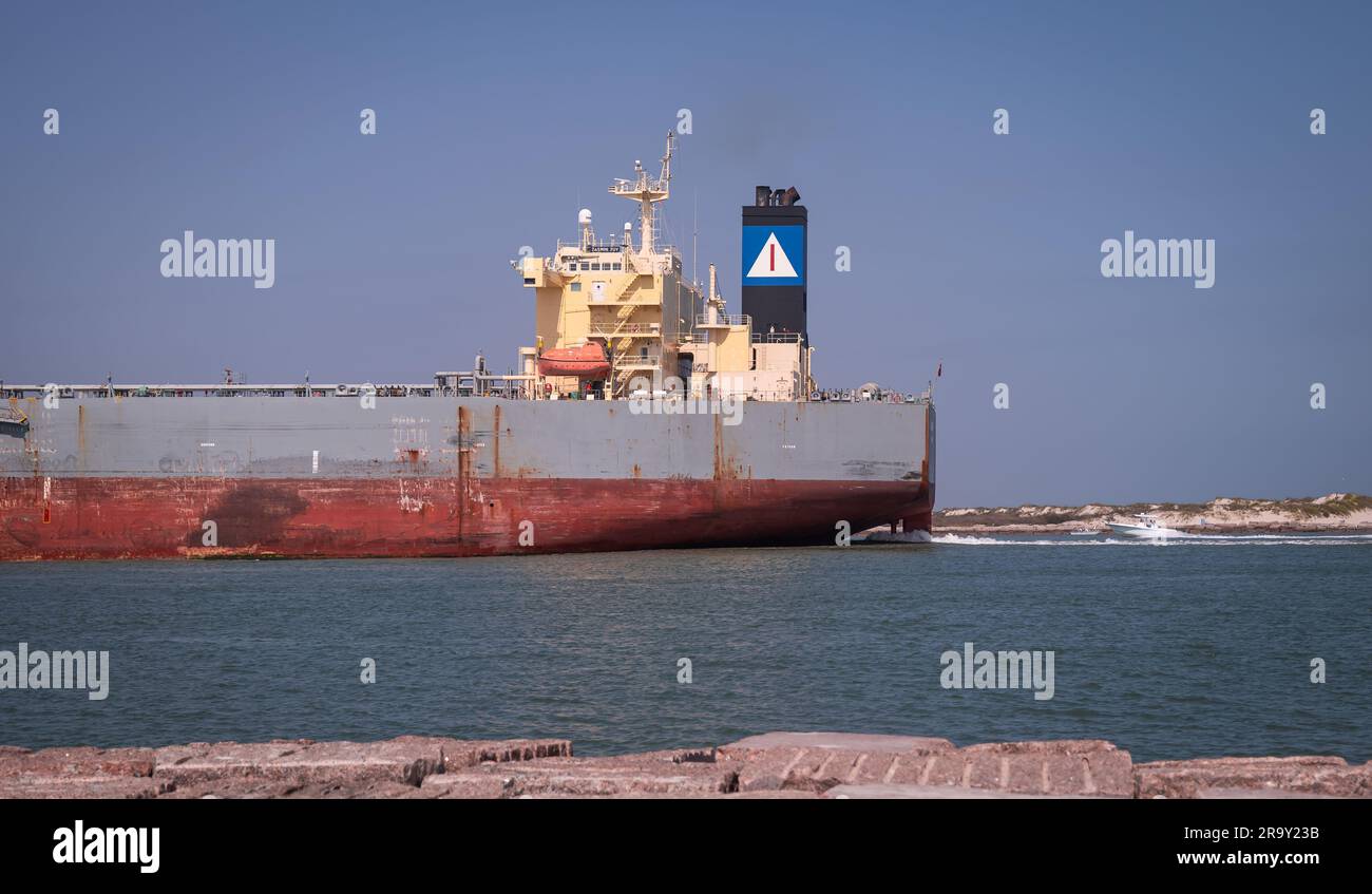 PORT ARANSAS, TX - 26 FEB 2023: Stern of the JASMIN JOY, a Crude Oil ...