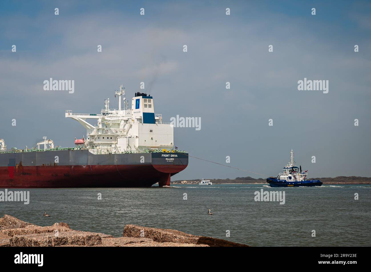 PORT ARANSAS, TX - 26 FEB 2023: Stern of the FRONT DRIVA, a Crude Oil ...