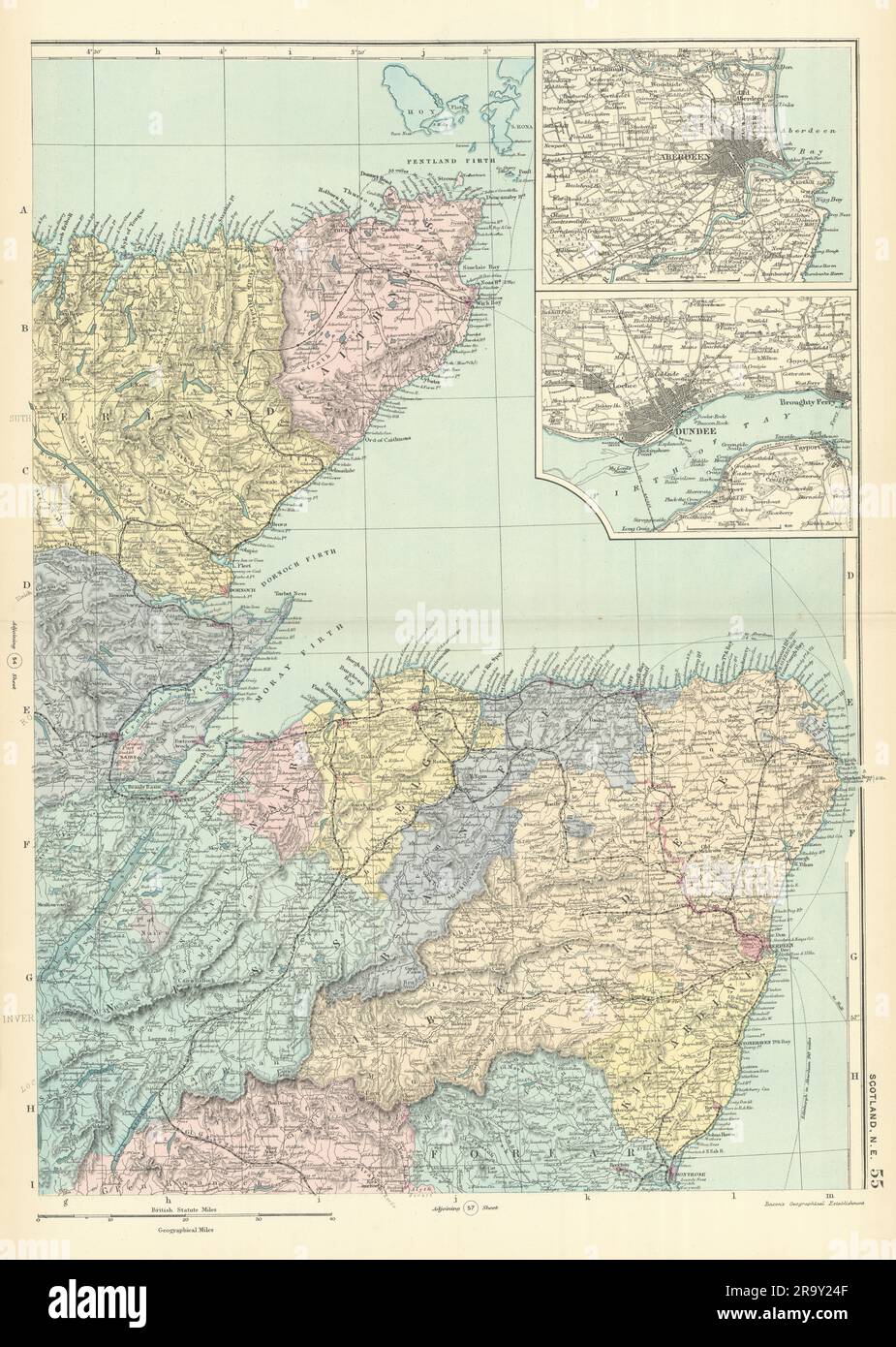 SCOTLAND (North East) Highlands Aberdeen Inverness Banff GW BACON 1891 ...