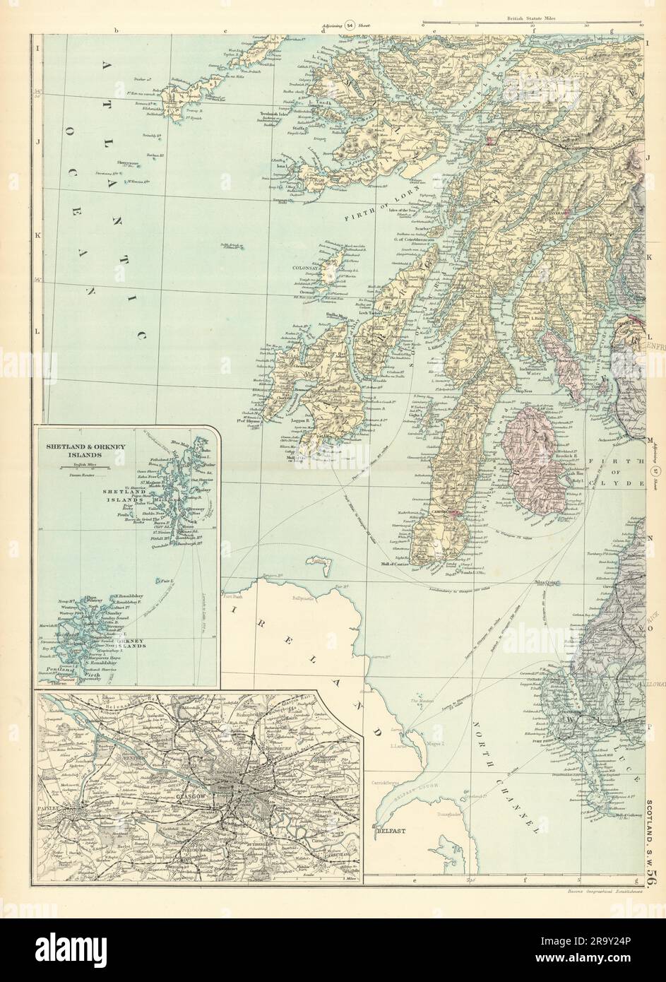 SCOTLAND (South West) Argyll Bute Islay Jura Mull GW BACON 1891 old map ...