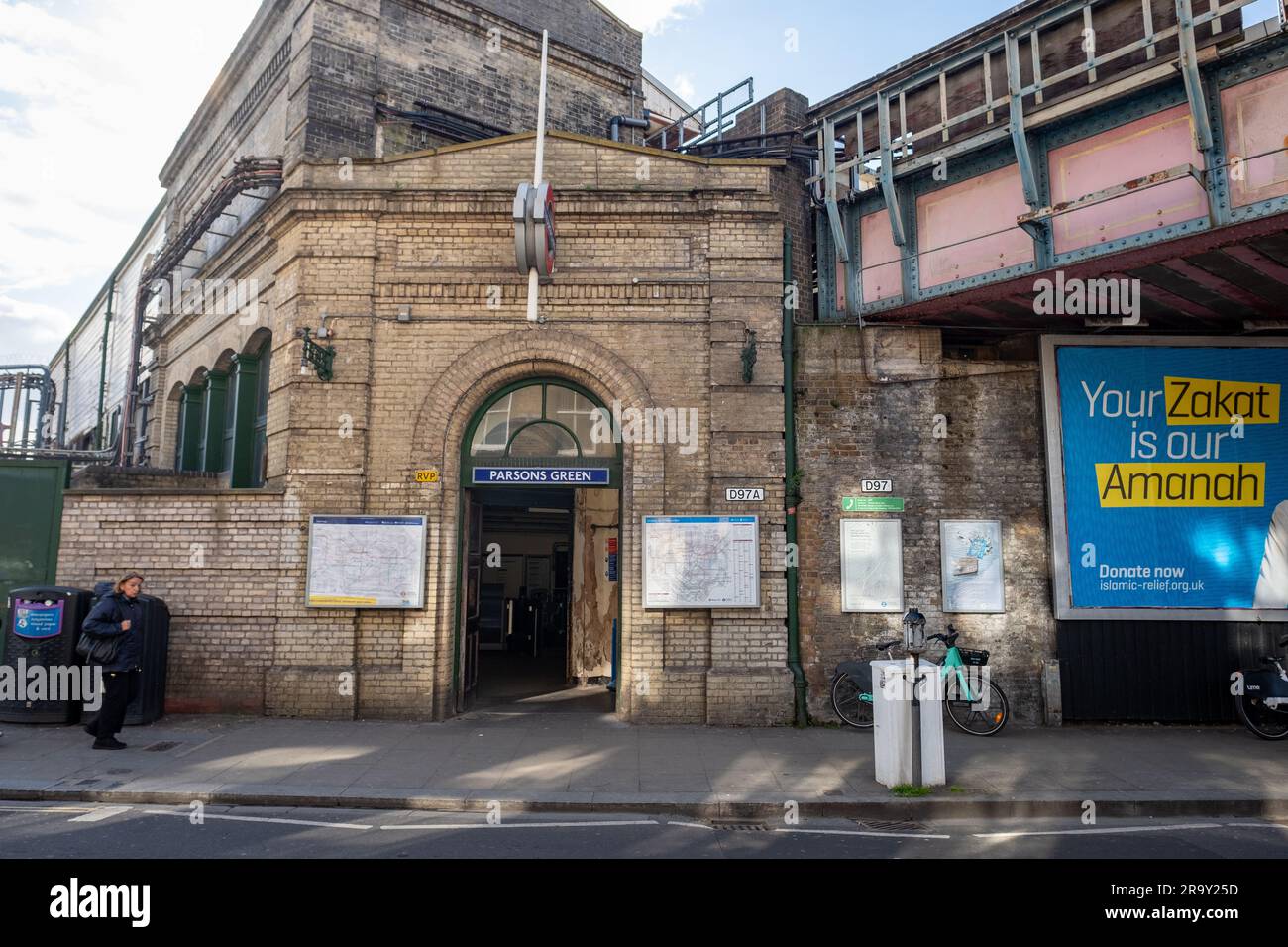 LONDON- APRIL, 2023: Parsons Green London Underground station in SW6 ...
