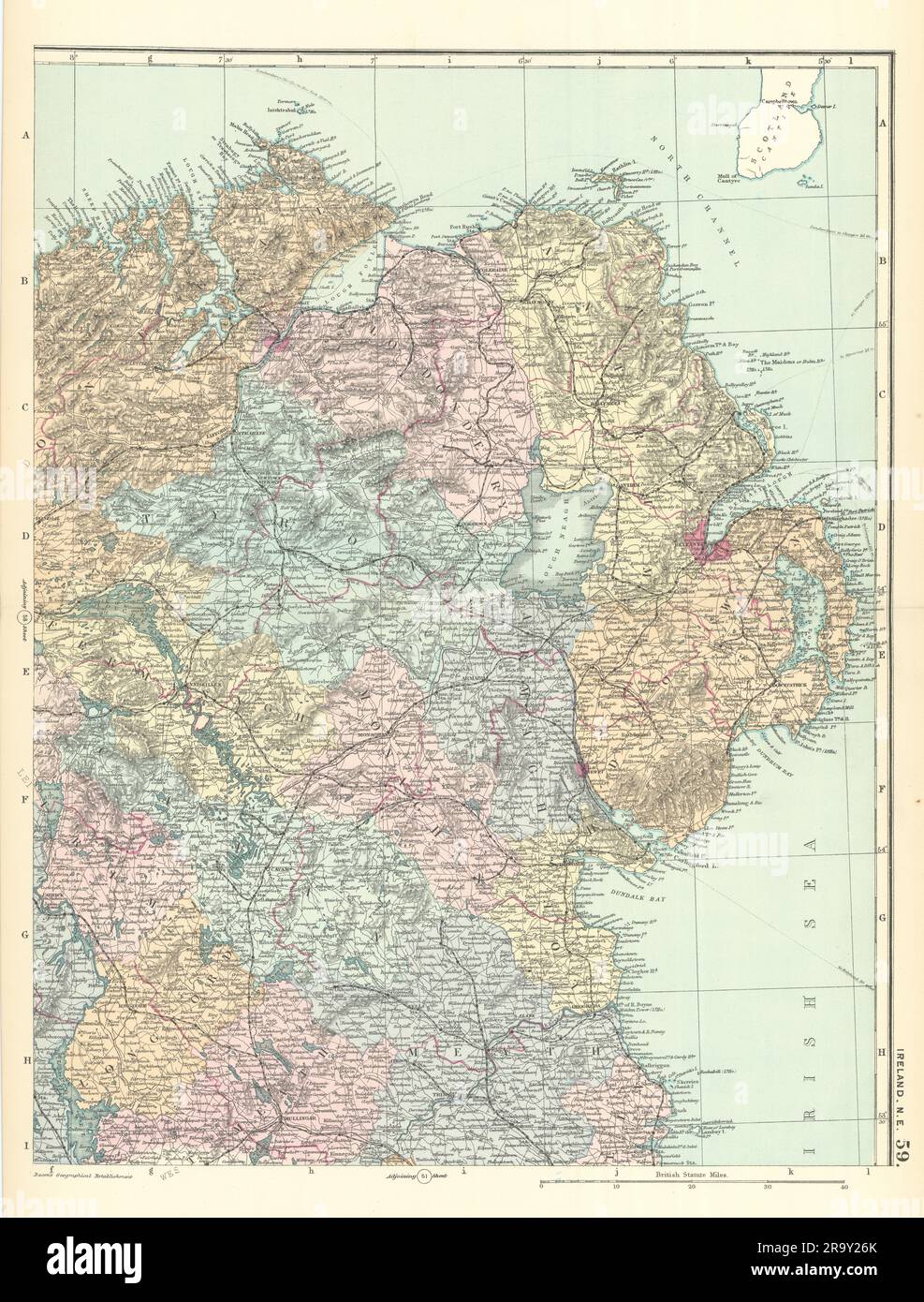 IRELAND (North East) Ulster Meath Louth Cavan Dublin GW BACON 1891 old ...