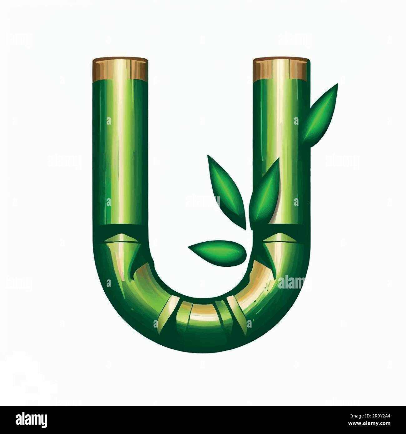 Letter u green bamboo logo hi-res stock photography and images - Alamy