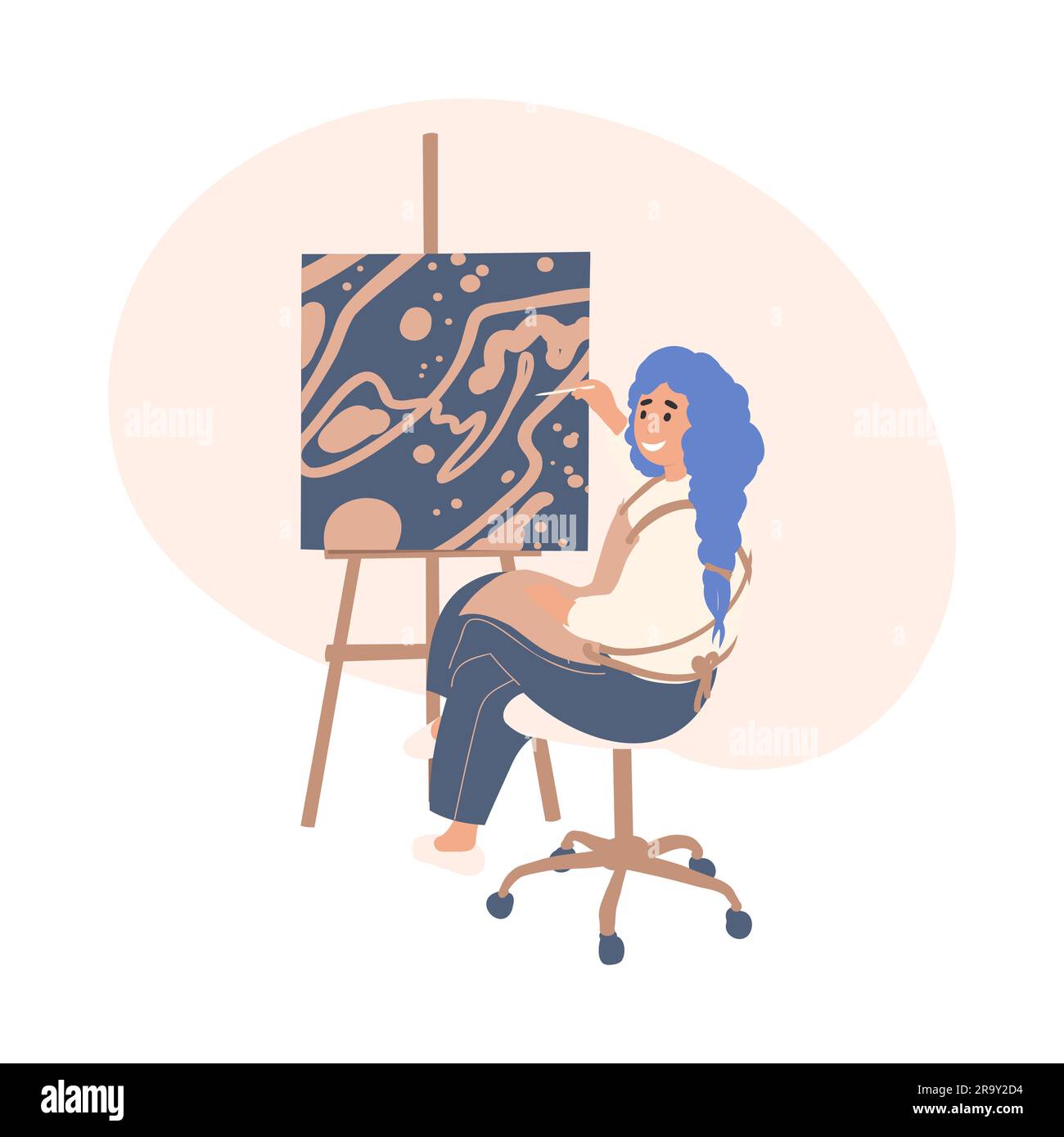 Beautiful woman easel brush Stock Vector Images - Alamy