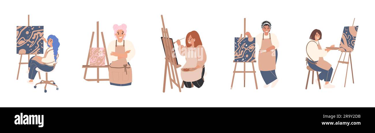 Woman working art gallery Stock Vector Images - Alamy