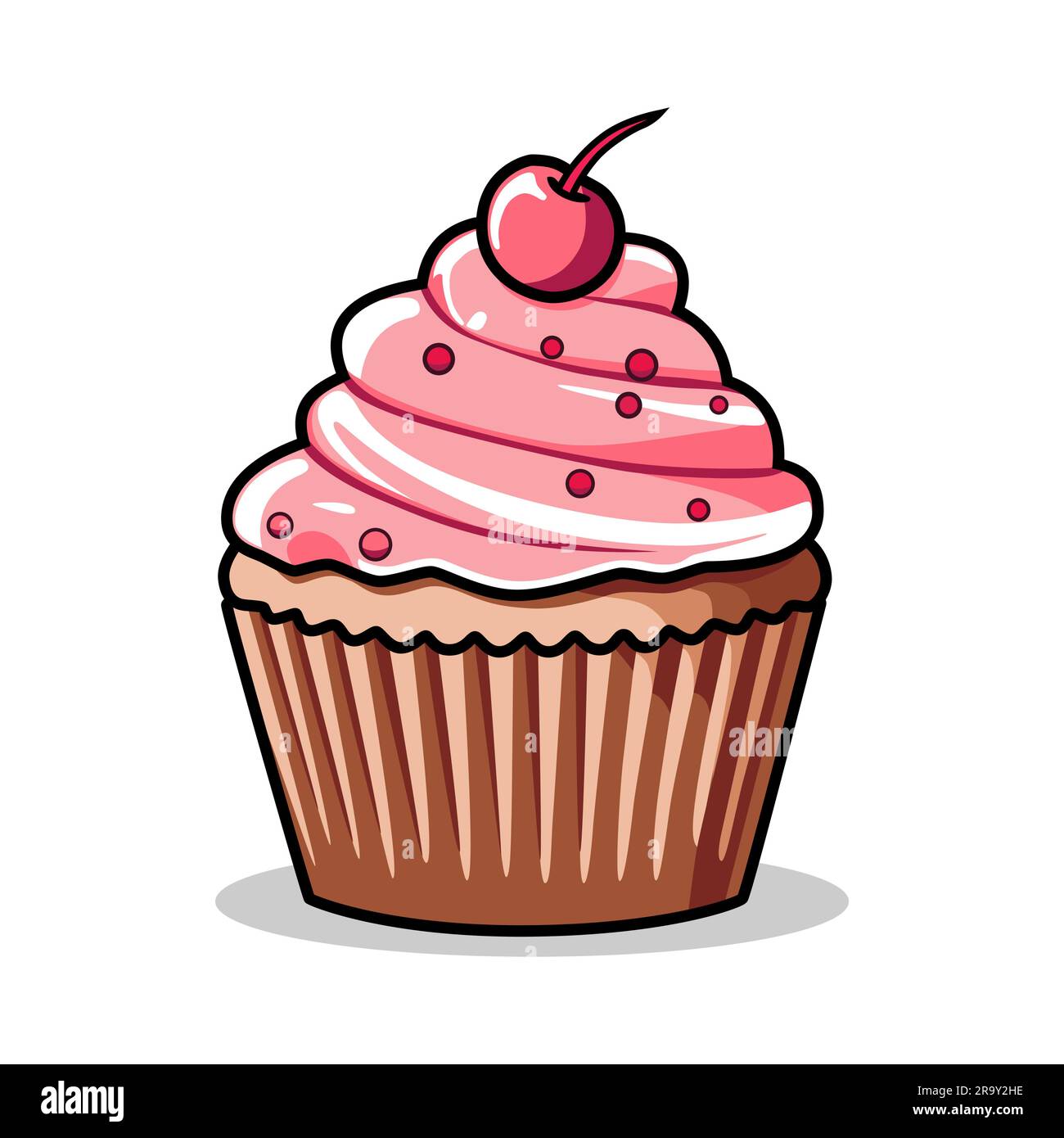 Sweet Cherry Cupcake Vector Illustration Stock Vector Image & Art - Alamy
