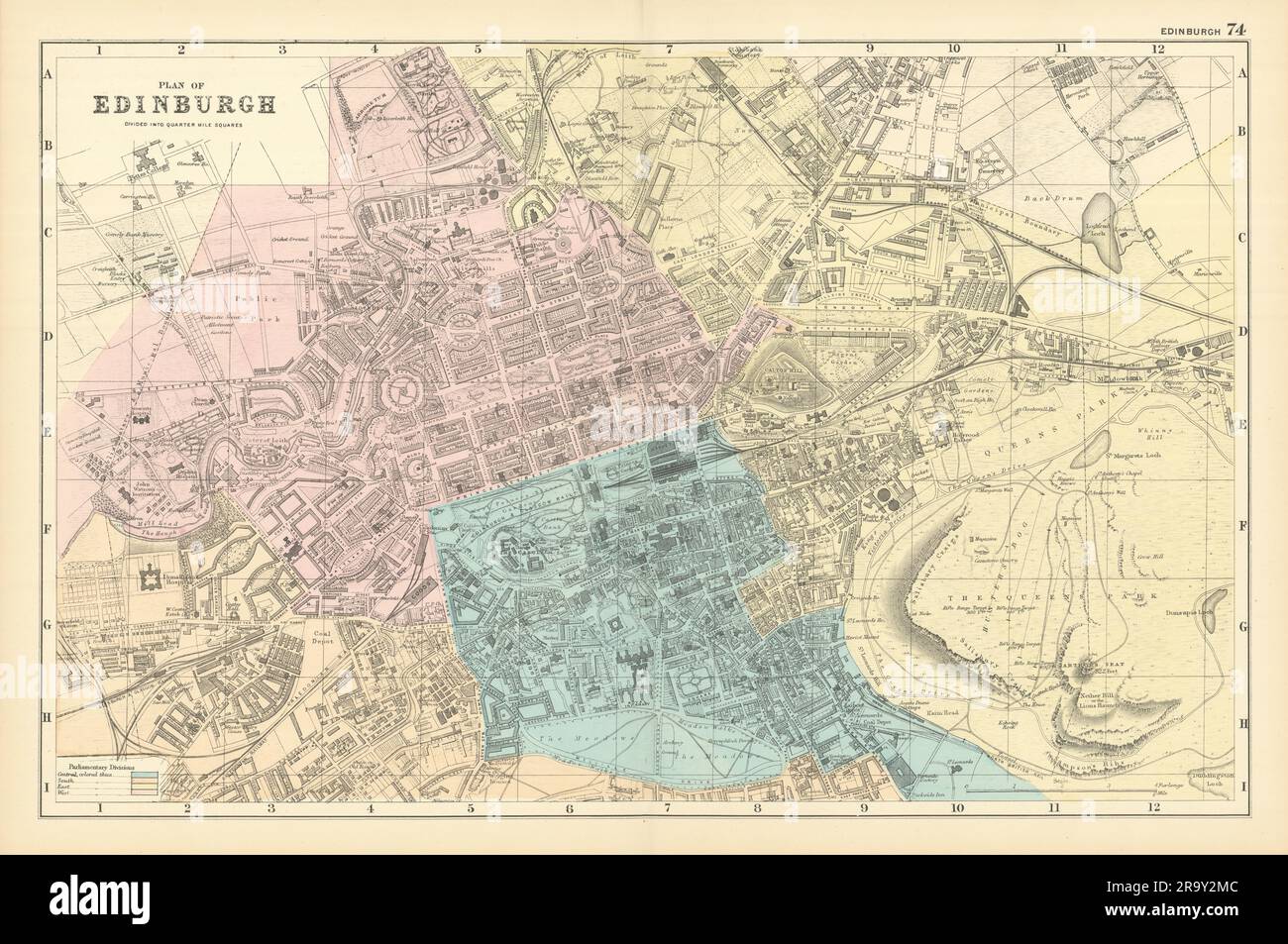 EDINBURGH antique town city plan by GW BACON 1891 old map chart Stock ...