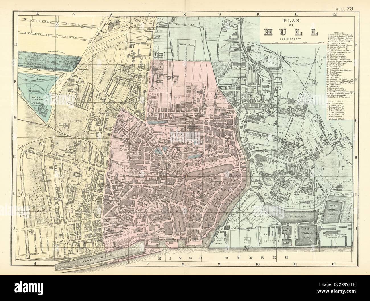 HULL Kingston Upon Hull antique town city plan by GW BACON Yorkshire ...