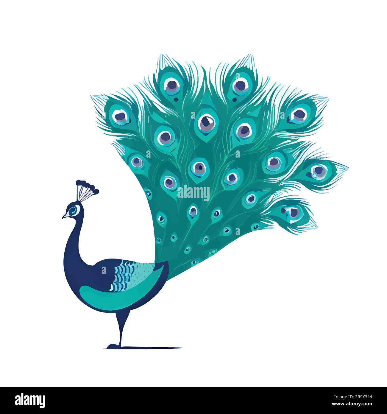 Peacock tail on white background Stock Vector Images - Alamy