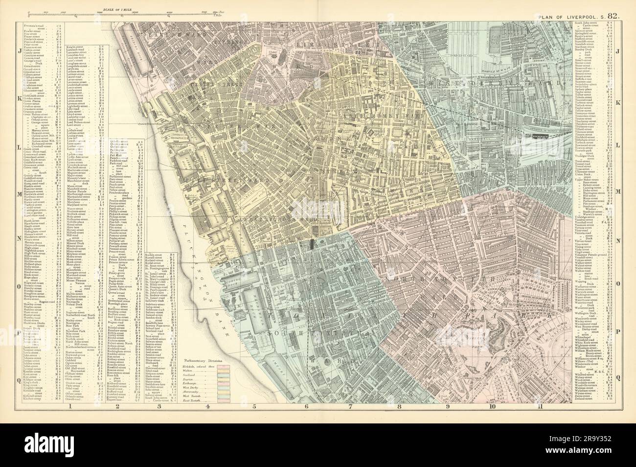 LIVERPOOL SOUTH Toxteth Riverside antique city plan by GW BACON 1891 ...