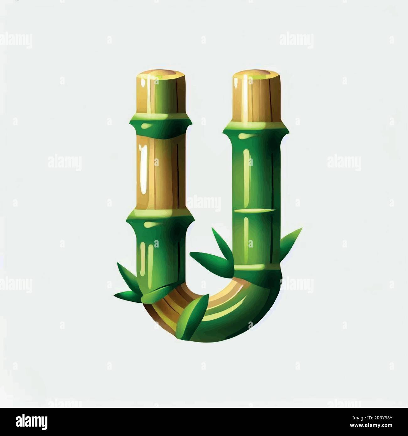 Letter u green bamboo logo hi-res stock photography and images - Alamy