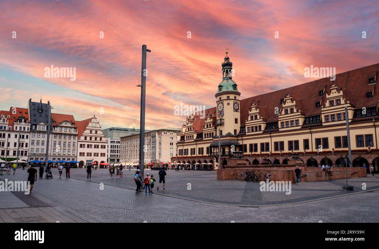 Leipzig market square with town hall in eastern Germany Stock Photo - Alamy